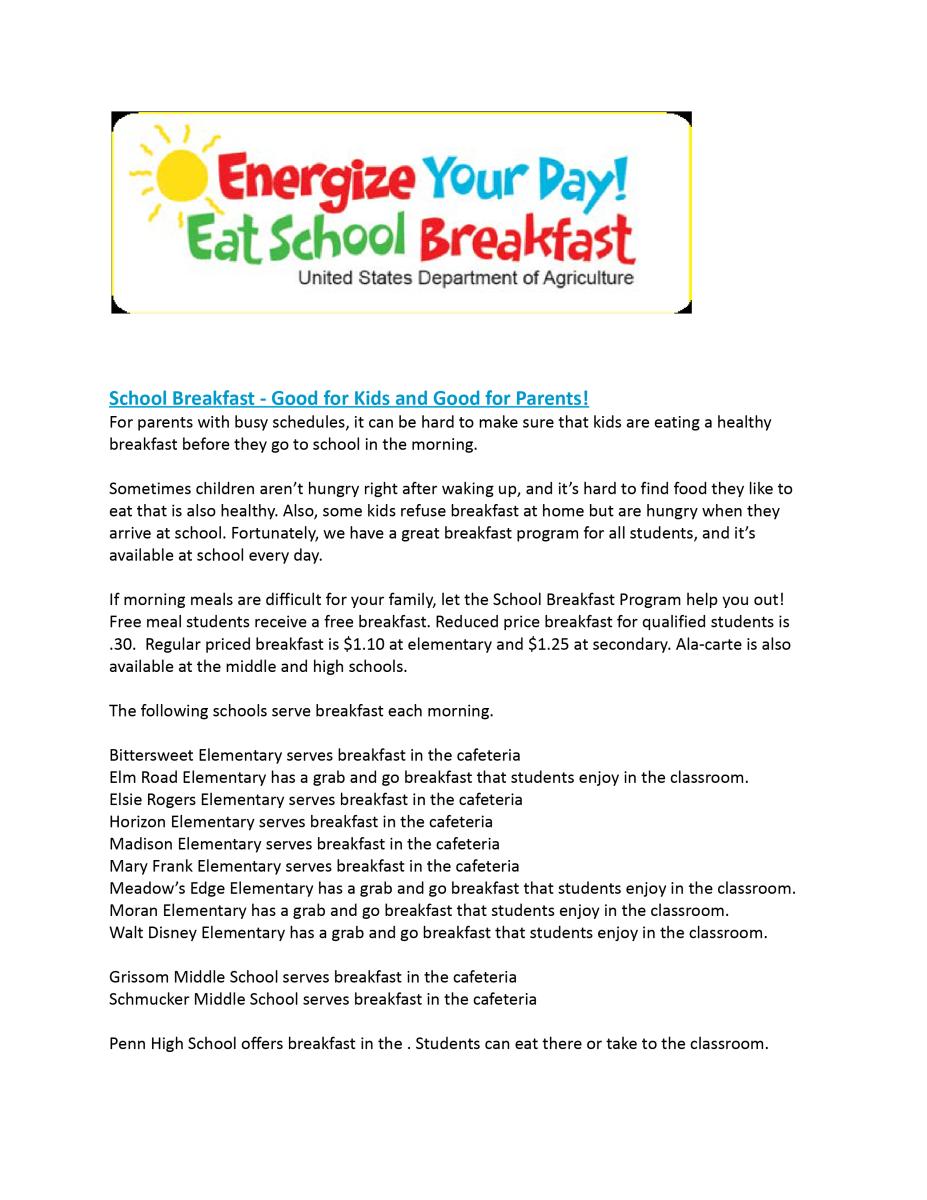 Elementary School Menus | Penn-Harris-Madison School Corporation